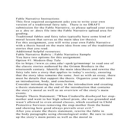 Fable Narrative InstructionsThis first required assignment asks .docx