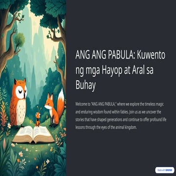 ANG ANG PABULA: Kuwento ng mga Hayop at Aral sa Buhay | PPTX