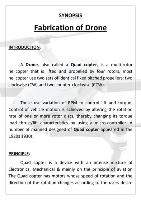Drone (Quadcopter) full project report by Er. ASHWANI DIXIT | PDF | Radio Control | Hobbies ...