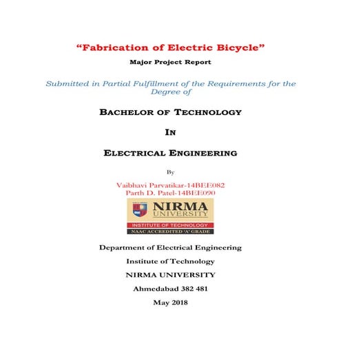 Fabrication of Electric Bicycle | PDF