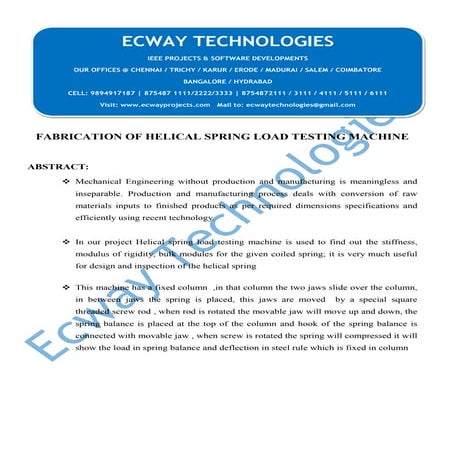 Fabrication of helical spring load testing machine | PDF