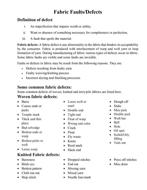 Yarn faults , causes and its remedies | PPT