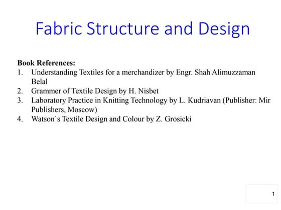 Presentation on Fabric structure & design & Plain weave | PPTX