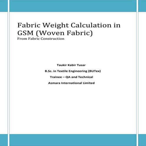 Fabric weight calculation in GSM | PDF