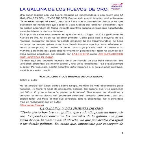 Fabula de Esopo 3° Básico Lenguaje | DOCX