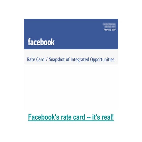 Facebook Rate Card | PPT