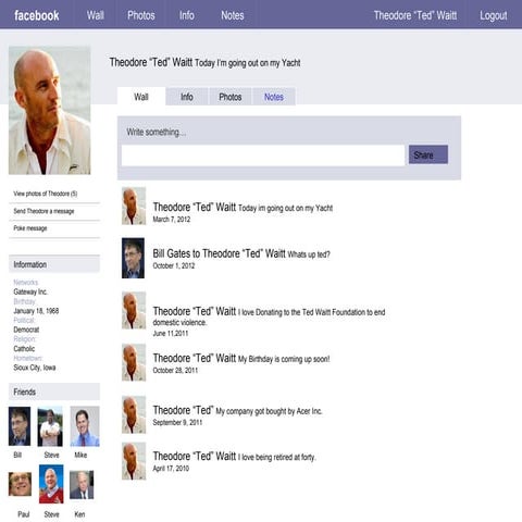 Ted Waitt Facebook Page | PPT