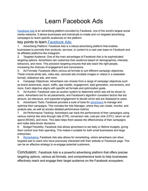 Mastering Facebook Ads- A Comprehensive Guide | PDF | Social Networking | Internet