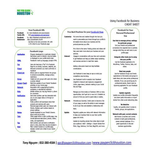 Facebook cheat sheet | PDF