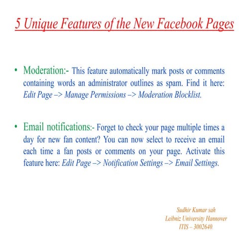 Facebook features | PPT