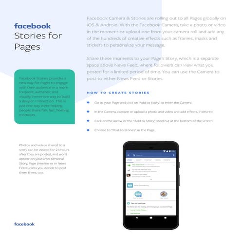 Facebook Stories for Pages: Quick Guide | PDF