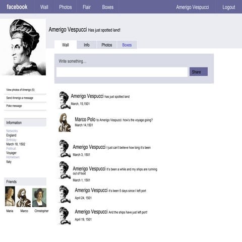 Facebook sample page amerigo | PPT