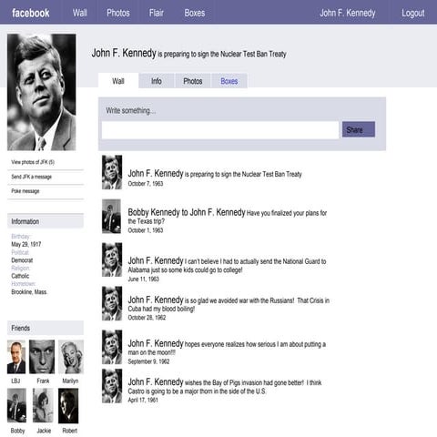 Facebook sample page jfk | PPT