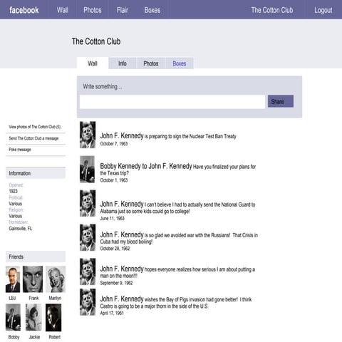 Facebook sample page jfk | PPT