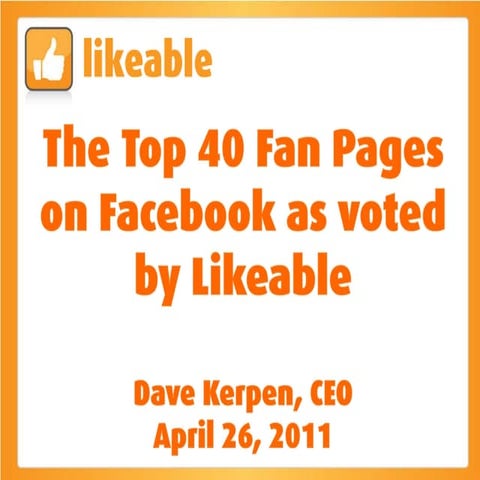 Facebook top 40 Fan Pages | PPT
