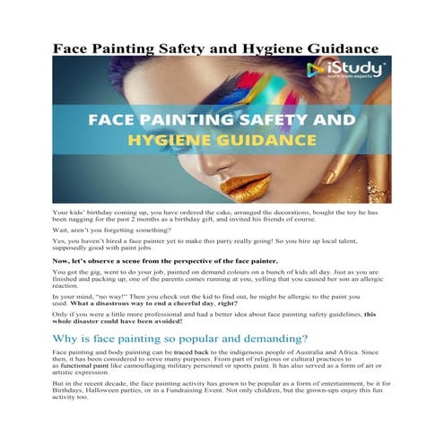 Face painting safety and hygiene guidance | PDF