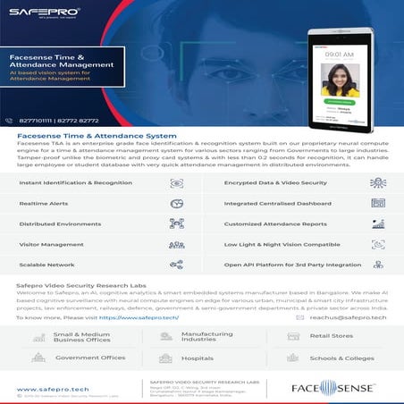 Face Recognition Camera and Time Attendance System for Employee | PDF