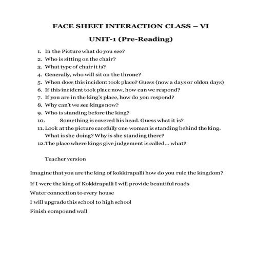 Face sheet interaction class | DOCX