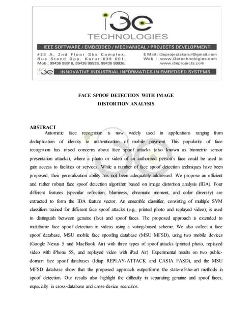 Detection of face spoofing using visual dynamics | DOCX