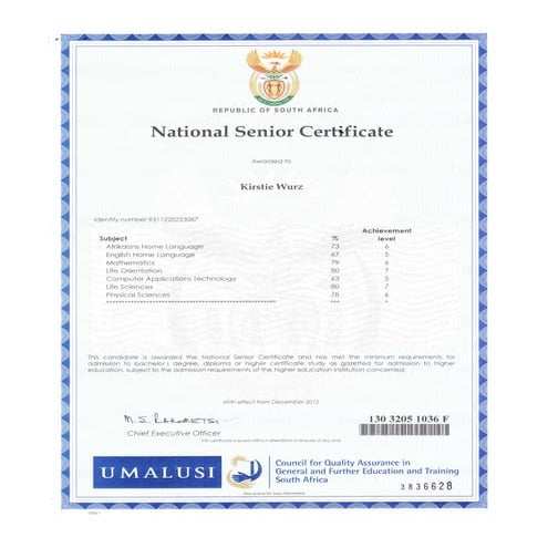 Matric Certificate | PDF