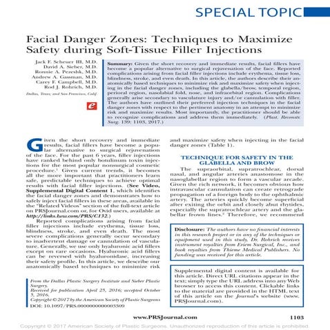 Facial danger zones techniques to maximize safety during soft tissue ...