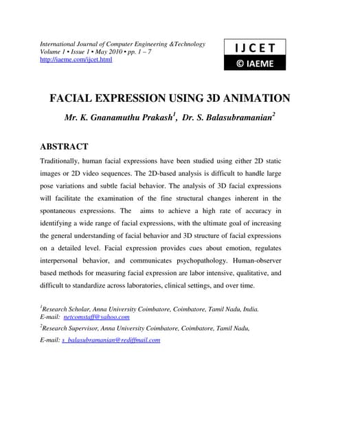 Facial expression recognition of 3D image using facial action coding ...
