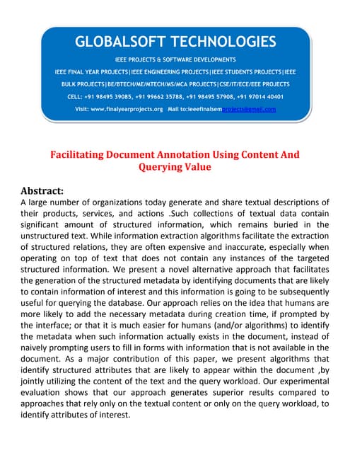 Facilitating document annotation using content and querying value | PDF Facilitating document annotation using content and querying value | PDF