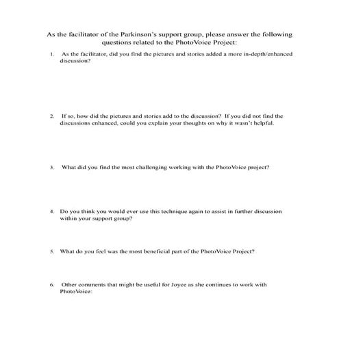 Worksheet for support group work | PDF