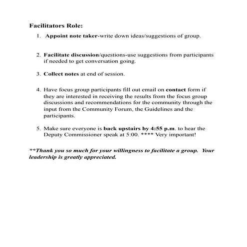 Facilitators role for focus groups | PDF