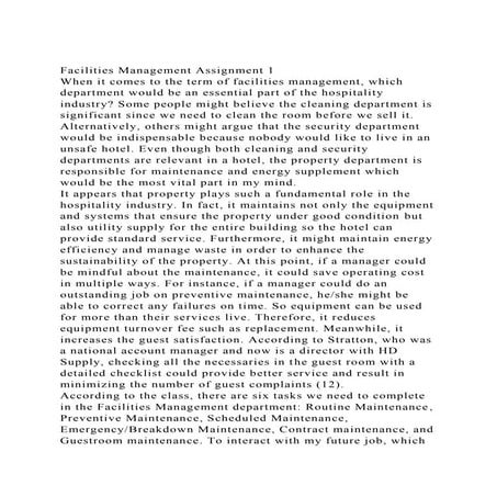Facilities Management Assignment 1When it comes to the term of f.docx