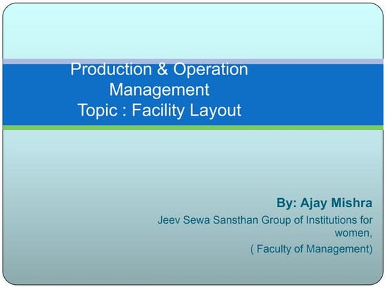 Operations management chapter: facility location | PPT