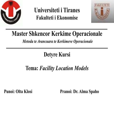 Facility location models | PPSX