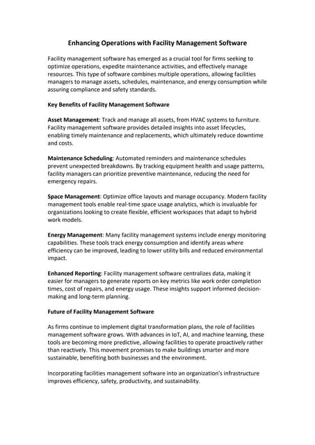 Unlock the Future of Facility Management with a Smart App! | PDF