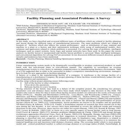 Facility planning and associated problems， a survey | PDF