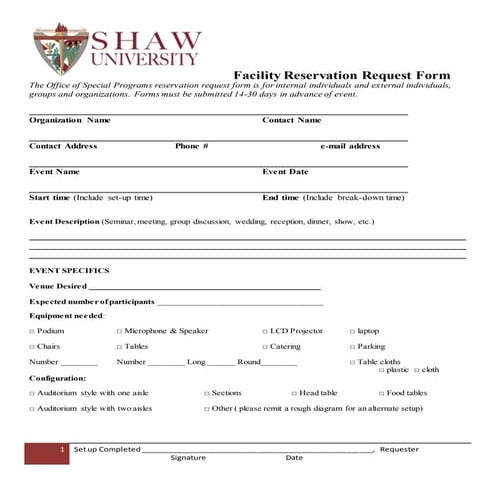 Facility reservation request form | DOCX