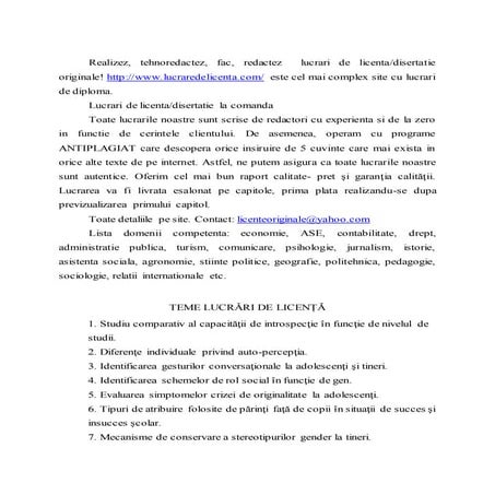 Fac lucrari de licenta,lucrari de disertatie | PDF