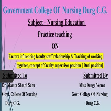 Facters influencing faculty staff relation ship in facuity staff dual ...