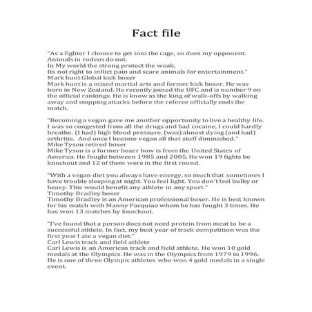 Fact file | DOCX | Participant Sports | Fitness and Exercise