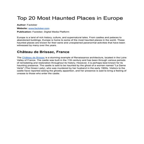 Most haunted places in world | PPTX