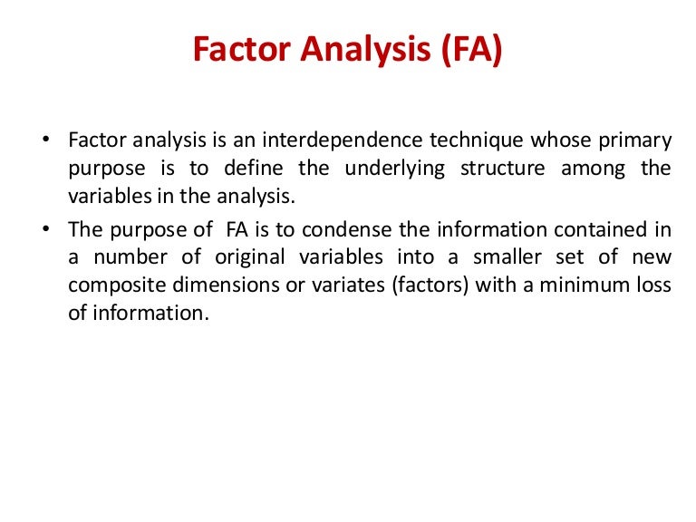 Factor analysis (fa)