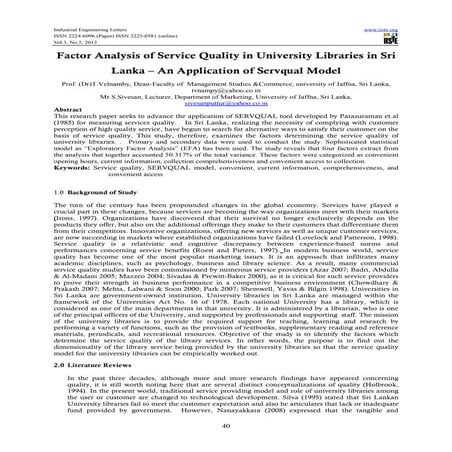 Factor analysis of service quality in university libraries in sri lanka ...