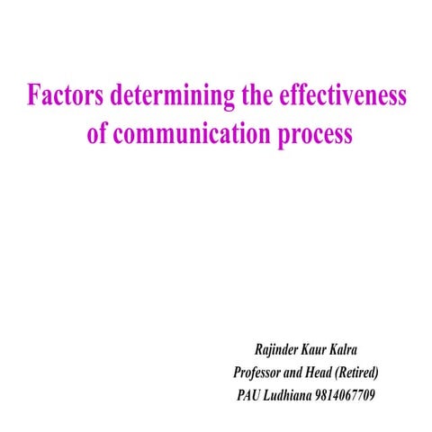 Factor determining the effective communication | PPTX