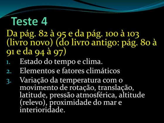 GEOGRAFIA 7 - O clima - Estado de tempo e clima | PDF