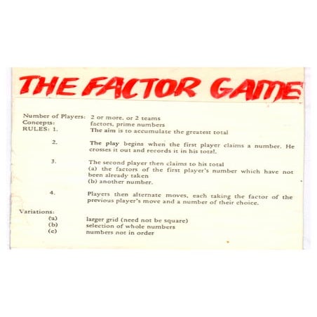 Factor game instructions | PDF