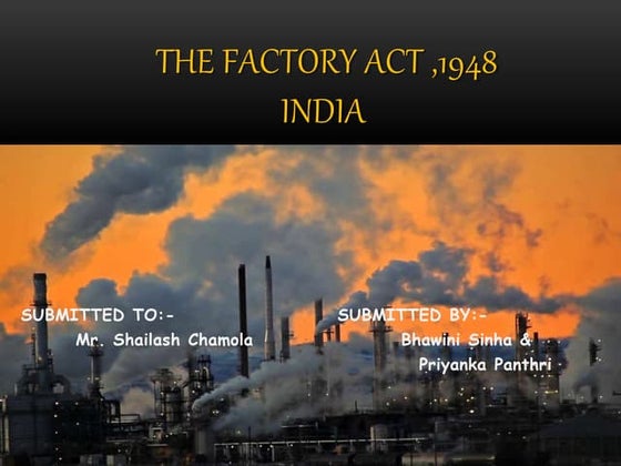 Welfare Measures of Factory Act,1948 | ODP