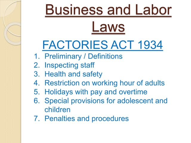 Factories Act,1948 (5) Working Hours of Adult | PPTX