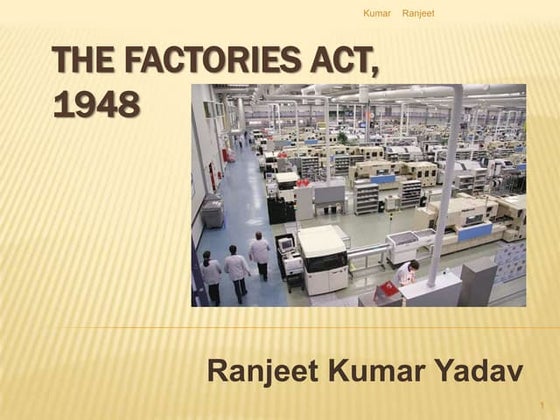 Welfare Measures of Factory Act,1948 | ODP