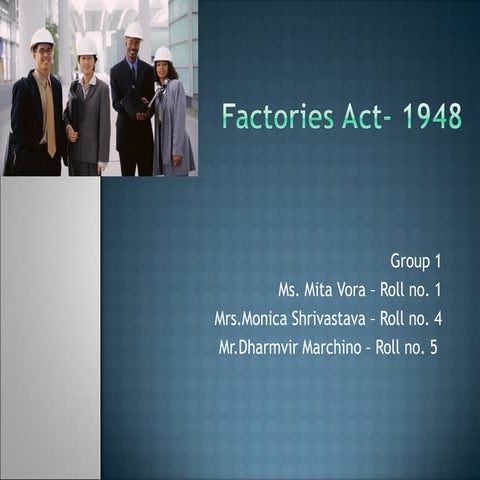 Factories Act 1948.ppt for the students college | PPT