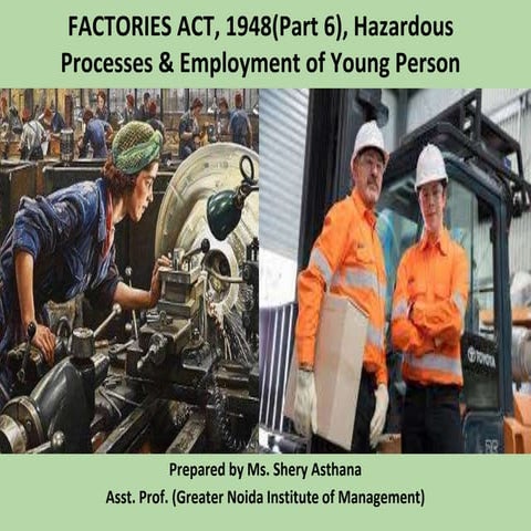 Factories Act,1948 (6) Hazardous Process & Employment of Young Persons ...