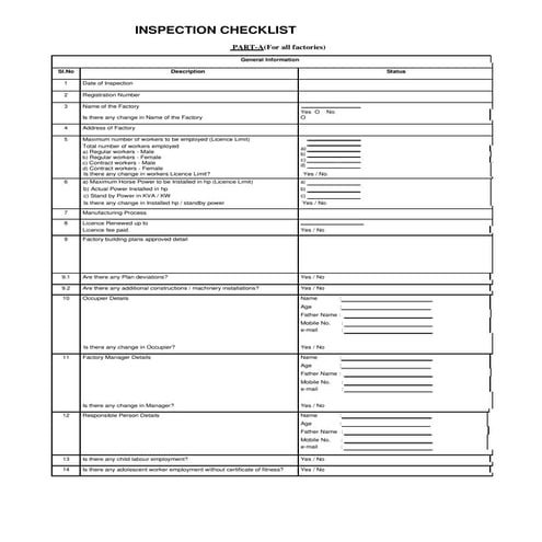 Factories checklist | PDF